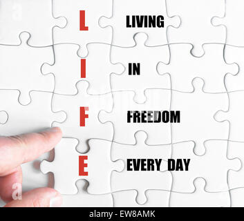 life acronym concept , words on cut paper hard light Stock Photo - Alamy