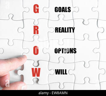 grow acronym in business concept, words on cut paper on wood Stock ...