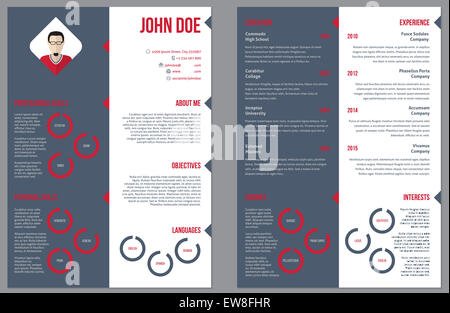 Two sided resume cv template with large orange stripe Stock Photo - Alamy