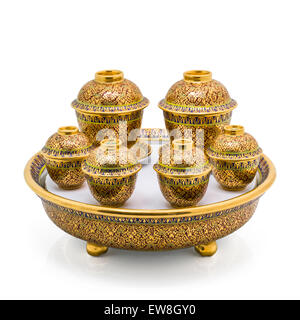 Antique Chinese tea bowl set, isolated on white background Stock Photo ...