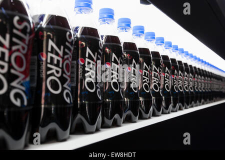 New Pepsi Strong Zero bottles on display at the ''Pepsi Strong Bar'' in ...