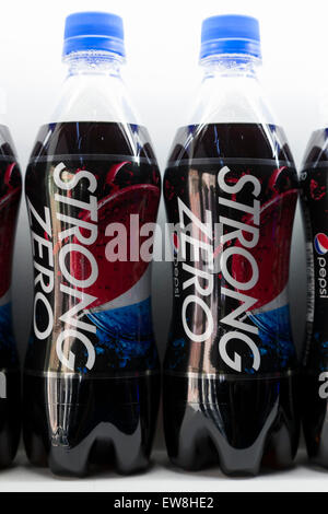 New Pepsi Strong Zero bottles on display at the ''Pepsi Strong Bar'' in ...