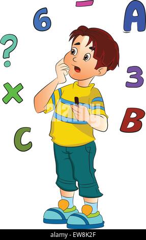 Boy solving math problem illustration Stock Vector Art & Illustration ...