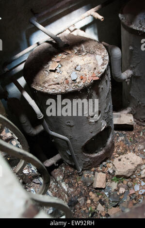 Inside the derelict boiler house in Brynmawr, Wales, the ruins of the ...