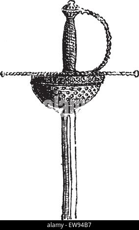 Rapier sword drawing, vintage weapon illustration vector Stock Vector ...