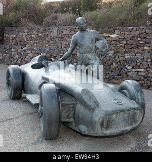 Statue of legendary driver Juan Manuel Fangio at the Mercedes-Benz ...