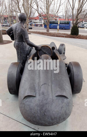 Statue of legendary driver Juan Manuel Fangio at the Mercedes-Benz ...