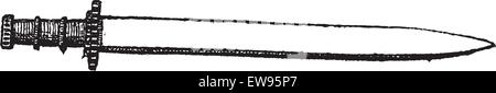 Old engraved illustration of Seax or scramasax or scramaseax isolated ...