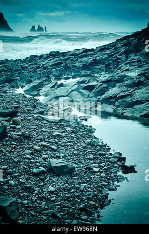 Volcanic activity by strong lava flow with fountain. active volcano in ...