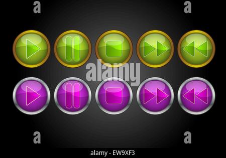 Music, play, pause, forward, backward buttons icons set Stock Vector ...