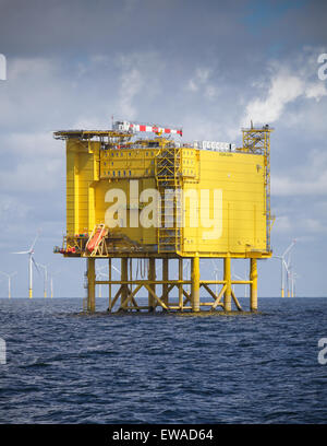 The DolWin Alpha HVAC to HVDC converter platform, located next to the ...