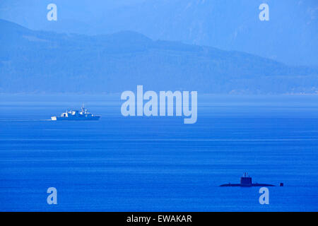 The submarine HMCS Victoria on exercises at Canadian Forces Maritime ...