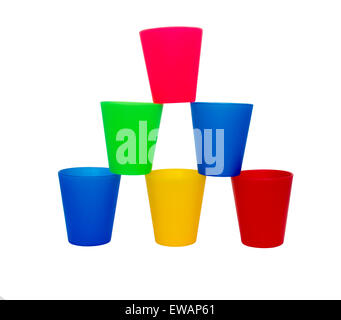 Stacked Red plastic cups isolated over white background Stock Photo - Alamy