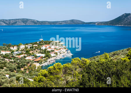 Bird's eye view of Steni Vala bay in Alonissos - painting effect Stock ...