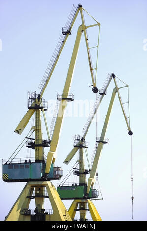 Lifting harbor cranes, shipping containers and granaries in the cargo ...