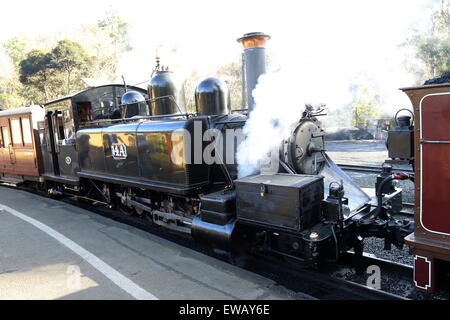 Puffing Billy is historical narrow railway in the Dandenong Ranges near Melbourne. Station ...