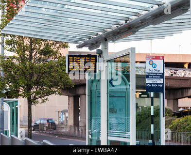 Bus stop sign, Birmingham Airport car park, UK Stock Photo - Alamy