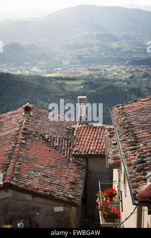 View across terracotta rooves of Sillico, Tuscany, Italy Stock Photo ...
