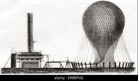 Transport. 18th century. Hot-air balloon flight. Engraving, 19th ...