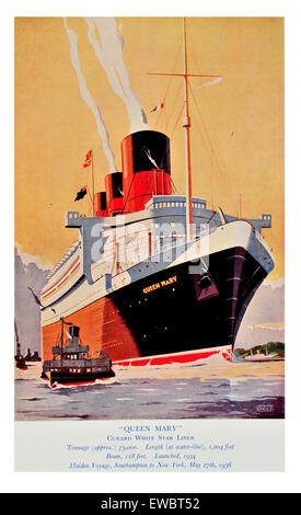 An illustration of the Queen Mary ocean liner 1936 Stock Photo - Alamy