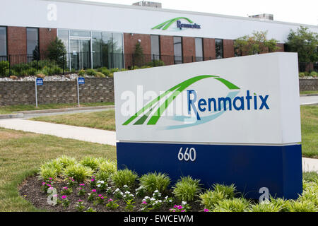 A logo sign outside of the headquarters of Renmatix in King of Prussia ...