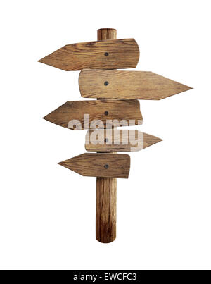 Wooden Arrows Direction Sign Post Against Nature Background Stock Photo ...