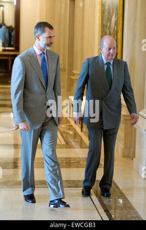 Spanish King Felipe VI and his father King Juan Carlos attend the ...
