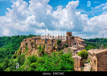Calcata (Viterbo, Italy) - The old town of Calcata, perched on a ...
