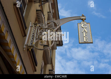 Blue café sign Stock Photo - Alamy