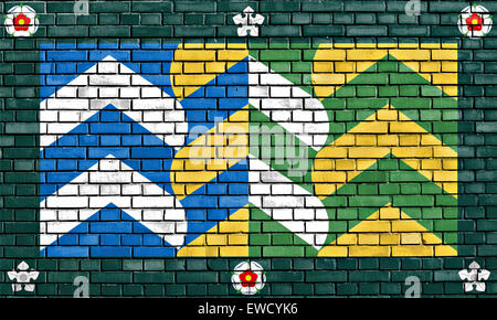 Flag of Cumbria painted on brick wall Stock Photo - Alamy