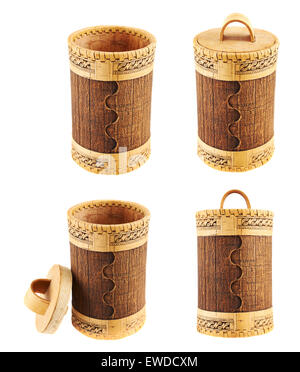 Handmade wooden cylindrical case Stock Photo - Alamy