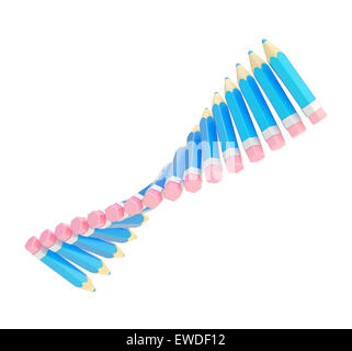 Twisted pencils. 3d illustration isolated on white background Stock ...