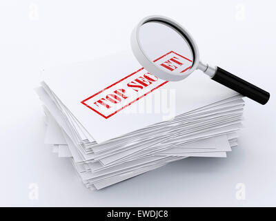 3d secret archive, Paper sheets on white background. 3d renderer ...