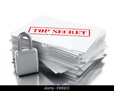 3d secret archive, Paper sheets on white background. 3d renderer ...