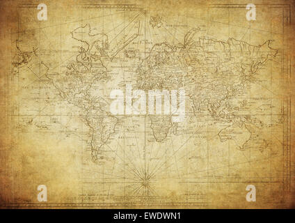 vintage map of the world 1778 Stock Photo - Alamy