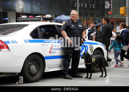 NYPD K-9 unit police dog and handler, Times Square, Manhattan, New York ...