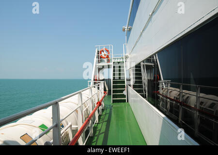 Side view of cruise ship deck and lounge chairs in San Juan Stock Photo ...
