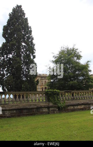 Beautiful stately mansion destroyed by fire surrounded by a stone ...