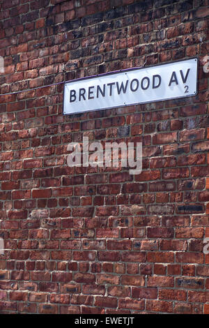 Brentwood Avenue street sign, Jesmond, Tyne and Wear Stock Photo - Alamy
