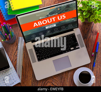 Advertising concept: About Us on Digital Data Paper background Stock ...