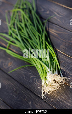 Fresh cut chives on a wooden cutting board Stock Photo - Alamy