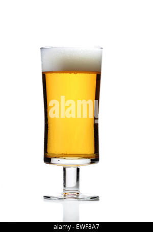 Beer glass details with fresh bubbles and foam. Iced beer details on ...