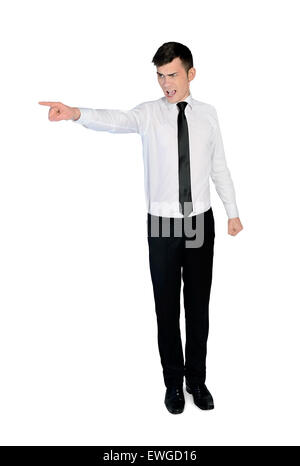 Isolated business man angry pointing Stock Photo - Alamy