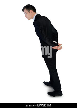 Thoughtful Caucasian pensive man inspecting controlling check building ...