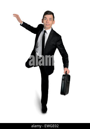 Young businessman running forward isolated on white Stock Photo - Alamy