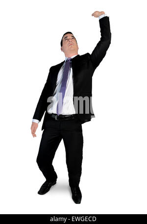 Isolated business man lifting something Stock Photo - Alamy