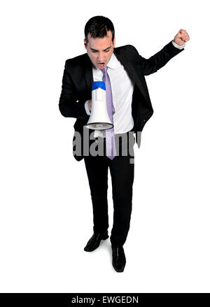 Angry aggressive man shouting out loud with ferocious expression on ...
