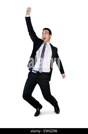 Isolated business man winner dance Stock Photo - Alamy