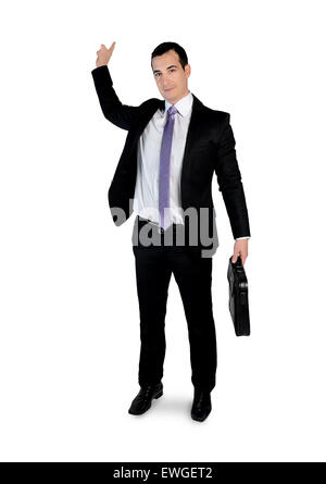 happy business man pointing, isolated on white Stock Photo - Alamy