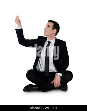 Isolated business man catch something Stock Photo - Alamy